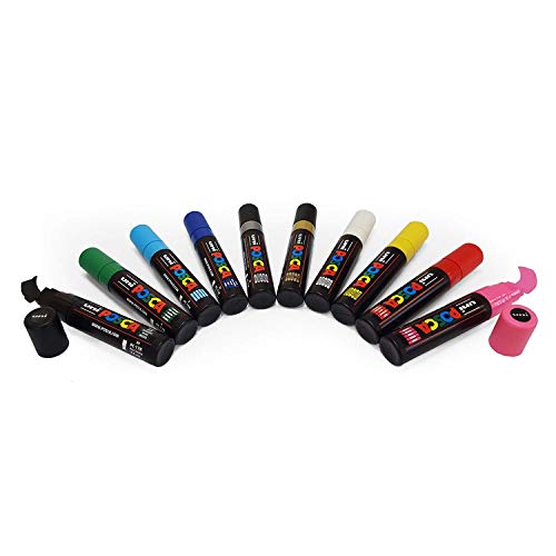 UNI-Ball POSCA Marker Pen PC-17K - XXL Chisel Tip for Large Backgrounds - Full Range of 10 Colours