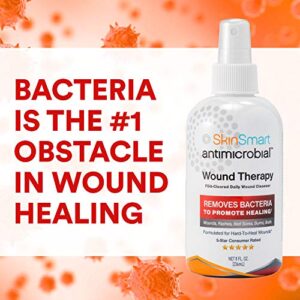 SkinSmart Antimicrobial Wound Therapy, Hypochlorous Acid Safely Removes Bacteria so Wounds Can Heal, 8 Ounce Clear Spray