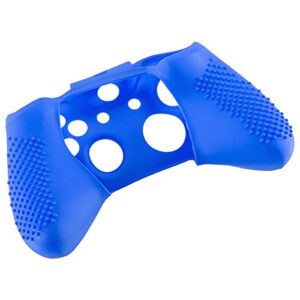 eXtremeRate Soft Anti-Slip Dark Blue Silicone Controller Cover Skins Thumb Grips Caps Protective Case for Xbox One X S Controller - Blue