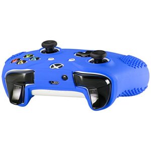 eXtremeRate Soft Anti-Slip Dark Blue Silicone Controller Cover Skins Thumb Grips Caps Protective Case for Xbox One X S Controller - Blue