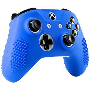 eXtremeRate Soft Anti-Slip Dark Blue Silicone Controller Cover Skins Thumb Grips Caps Protective Case for Xbox One X S Controller - Blue