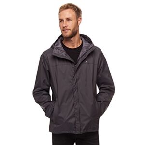 Tommy Hilfiger Men's Lightweight Breathable Waterproof Hooded Jacket, Charcoal, Large