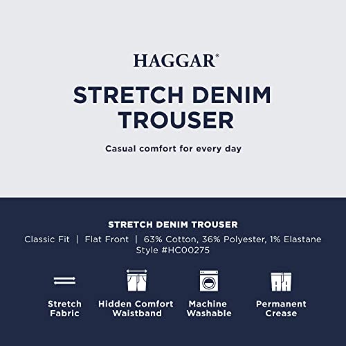 Haggar Men's Casual Classic Fit Denim Trouser Pant-Regular and Big & Tall Sizes, Medium Blue Cla, 38W x 32L