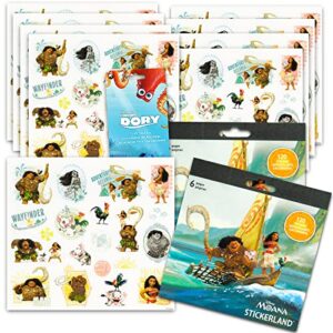 disney moana stickers party favors - bundle of 2 sticker packs - 12 sheets 240+ stickers plus 2 specialty stickers! (moana stickers)