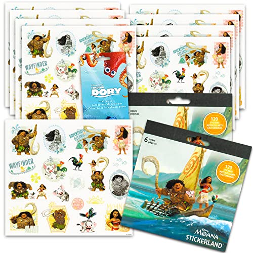 Disney Moana Stickers Party Favors - Bundle of 2 Sticker Packs - 12 Sheets 240+ Stickers Plus 2 Specialty Stickers! (Moana Stickers)