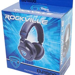 Rockville DJ Headphones w/Detachable Coil Cable, Case+Extra Ear Pad (DJ1500)