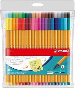 fineliner - stabilo point 88 - wallet of 40 - assorted colors