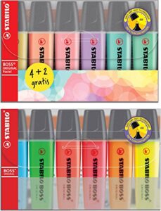 stabilo boss original highlighters 1x6 boss originals + 1x6 boss original pastels