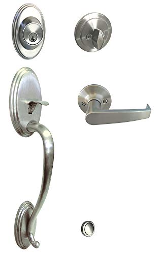 eBuilderDirect Satin Nickel Lock Door Lever Handle Entry/Privacy/Passage/Dummy/Deadbolt/Handleset 8101DC (Front Door Handle Set Keyed Alike)