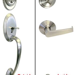 eBuilderDirect Satin Nickel Lock Door Lever Handle Entry/Privacy/Passage/Dummy/Deadbolt/Handleset 8101DC (Front Door Handle Set Keyed Alike)