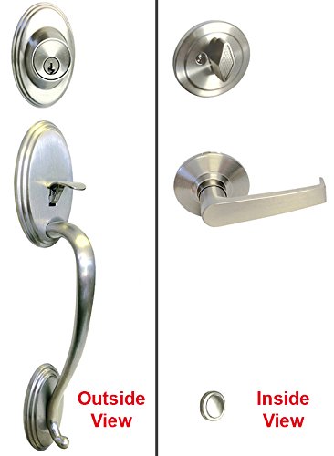 eBuilderDirect Satin Nickel Lock Door Lever Handle Entry/Privacy/Passage/Dummy/Deadbolt/Handleset 8101DC (Front Door Handle Set Keyed Alike)