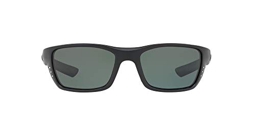 Costa Del Mar Men's Whitetip Polarized Rectangular Sunglasses, Blackout/Grey Polarized-580P, 58 mm