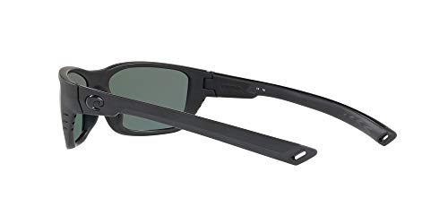 Costa Del Mar Men's Whitetip Polarized Rectangular Sunglasses, Blackout/Grey Polarized-580P, 58 mm