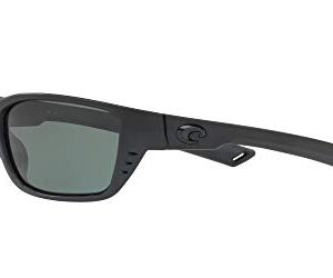 Costa Del Mar Men's Whitetip Polarized Rectangular Sunglasses, Blackout/Grey Polarized-580P, 58 mm