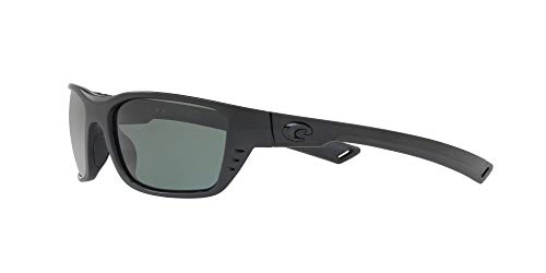 Costa Del Mar Men's Whitetip Polarized Rectangular Sunglasses, Blackout/Grey Polarized-580P, 58 mm