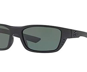 Costa Del Mar Men's Whitetip Polarized Rectangular Sunglasses, Blackout/Grey Polarized-580P, 58 mm