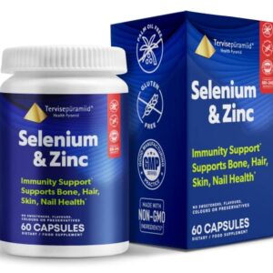 Health Pyramid Selenium and Zinc Supplement for Nail Growth, Bone, Skin, and Hair Health, Cellular Health, and Immunity Support, 60 capsules