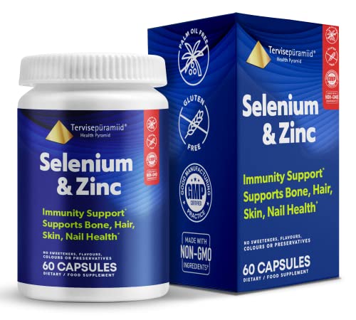 Health Pyramid Selenium and Zinc Supplement for Nail Growth, Bone, Skin, and Hair Health, Cellular Health, and Immunity Support, 60 capsules