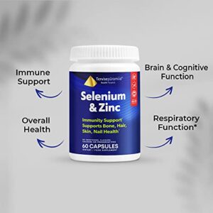 Health Pyramid Selenium and Zinc Supplement for Nail Growth, Bone, Skin, and Hair Health, Cellular Health, and Immunity Support, 60 capsules