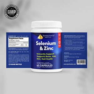 Health Pyramid Selenium and Zinc Supplement for Nail Growth, Bone, Skin, and Hair Health, Cellular Health, and Immunity Support, 60 capsules