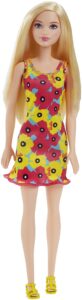 barbie 12 inch fashion doll - yellow and pink flowers floral design dress 2016 mattel