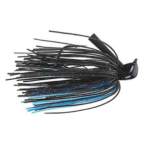 Strike King (TGSKJ38-2) Tour Grade Skipping Jig Fishing Lure, 2 - Black/Blue, 3/8 oz, Customized Flat-Sided Head for Smoother Skipping