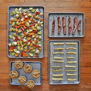 USA Pan Bakeware Half Sheet Baking Pan and Bakeable Nonstick and Cooling Rack Set, Metal