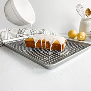 USA Pan Bakeware Half Sheet Baking Pan and Bakeable Nonstick and Cooling Rack Set, Metal