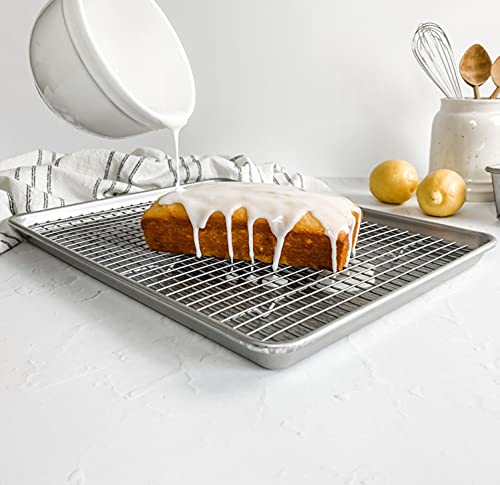 USA Pan Bakeware Half Sheet Baking Pan and Bakeable Nonstick and Cooling Rack Set, Metal