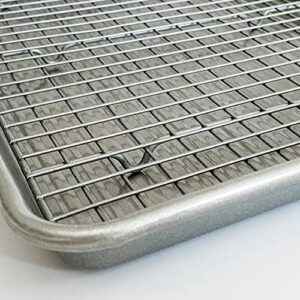 USA Pan Bakeware Half Sheet Baking Pan and Bakeable Nonstick and Cooling Rack Set, Metal