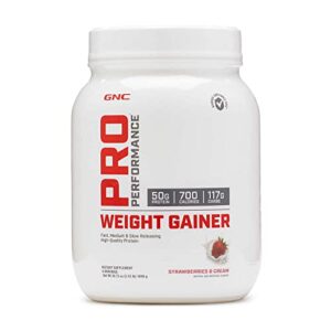 gnc pro performance weight gainer - strawberries and cream, 6 servings, protein to increase mass