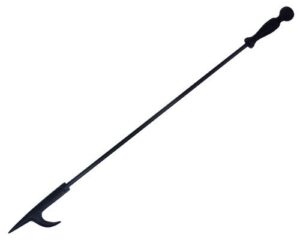 rocky mountain goods long fireplace poker - rust resistant black finish - heavy duty wrought iron steel - decorative look and finish - multi use tip - indoor and outdoor use (1)