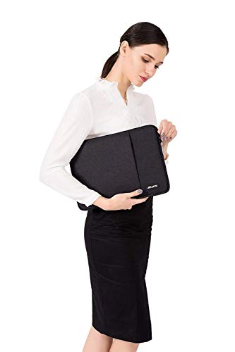 MOSISO Laptop Sleeve Bag Compatible with MacBook Air/Pro, 13-13.3 inch Notebook, Compatible with MacBook Pro 14 inch 2023-2021 A2779 M2 A2442 M1, Polyester Vertical Case with Pocket, Black