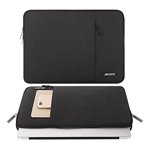 MOSISO Laptop Sleeve Bag Compatible with MacBook Air/Pro, 13-13.3 inch Notebook, Compatible with MacBook Pro 14 inch 2023-2021 A2779 M2 A2442 M1, Polyester Vertical Case with Pocket, Black