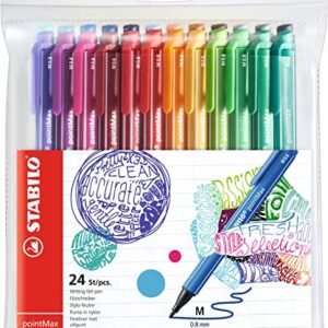 Nylon Tip Writing Pen - STABILO pointMax - Wallet of 24 - Assorted colors