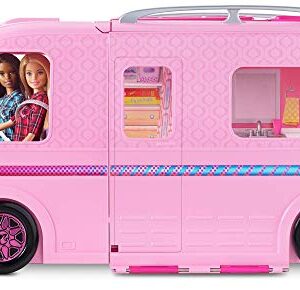 Barbie Camper Playset, Dreamcamper Toy Vehicle with 50 Accessories Including Furniture, Pool & Slide, Hammocks & Fireplace (Amazon Exclusive),Pink