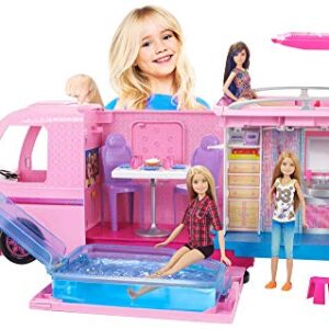 Barbie Camper Playset, Dreamcamper Toy Vehicle with 50 Accessories Including Furniture, Pool & Slide, Hammocks & Fireplace (Amazon Exclusive),Pink