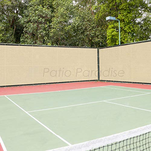 Patio 4' x 50' Fence Privacy Screen Beige Commercial Grade Heavy Duty Outdoor Backyard Shade Windscreen Mesh Fabric with Brass Gromment with Zipties