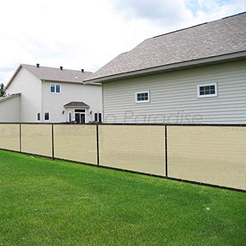 Patio 4' x 50' Fence Privacy Screen Beige Commercial Grade Heavy Duty Outdoor Backyard Shade Windscreen Mesh Fabric with Brass Gromment with Zipties