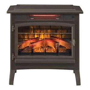 duraflame electric infrared quartz fireplace stove with 3d flame effect, bronze