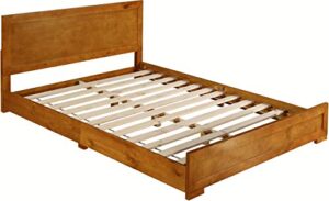 camden isle oxford platform bed frame | modern low-profile bed with full slat support system – no box spring needed, easy assembly | oak, queen