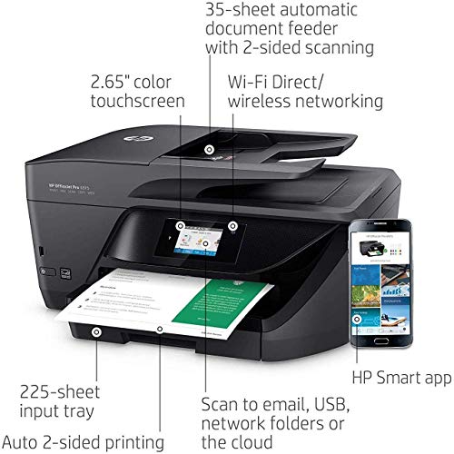 HP OfficeJet Pro 6975 All-in-One Wireless Printer, Double-Sided Print and Scan, HP Instant Ink, Works with Alexa (J7K36A)