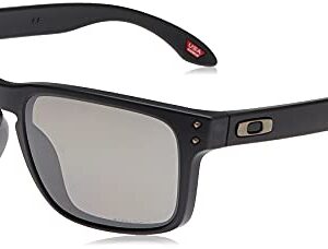 Oakley Men's OO9102 Holbrook Square Sunglasses, Matte Black on Black/Prizm Black Polarized, 57 mm