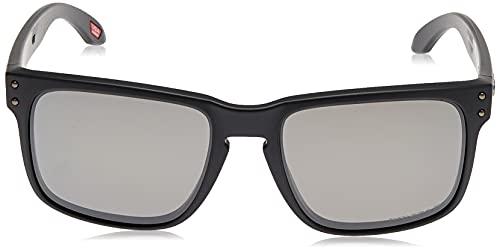 Oakley Men's OO9102 Holbrook Square Sunglasses, Matte Black on Black/Prizm Black Polarized, 57 mm