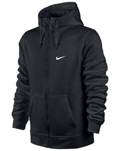 nike mens club swoosh full-zip hoodie black (xl)