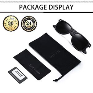 Joopin Unisex Polarized Sunglasses UV400 Protection, Trendy Square Shades for Men Women, Retro Designer Sun Glasses Driving Fishing Working Vintage Shady Rays Sunnies (Matte Black Simple packaging)