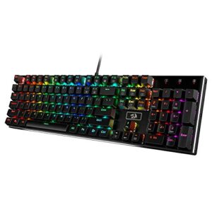 redragon k556 rgb led backlit wired mechanical gaming keyboard, 104 keys hot-swap mechanical keyboard w/aluminum base, upgraded socket and noise absorbing foams, soft tactile brown switch