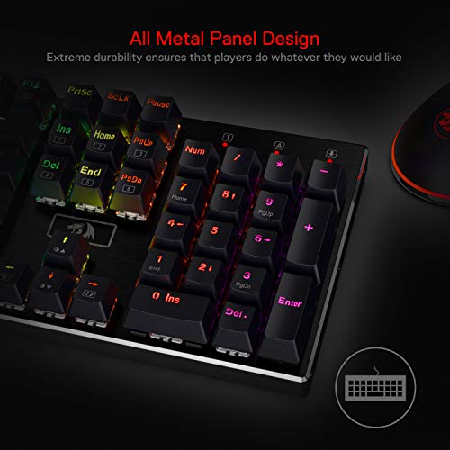 Redragon K556 RGB LED Backlit Wired Mechanical Gaming Keyboard, 104 Keys Hot-Swap Mechanical Keyboard w/Aluminum Base, Upgraded Socket and Noise Absorbing Foams, Soft Tactile Brown Switch