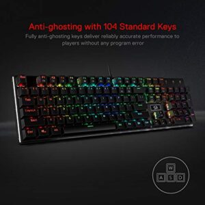 Redragon K556 RGB LED Backlit Wired Mechanical Gaming Keyboard, 104 Keys Hot-Swap Mechanical Keyboard w/Aluminum Base, Upgraded Socket and Noise Absorbing Foams, Soft Tactile Brown Switch