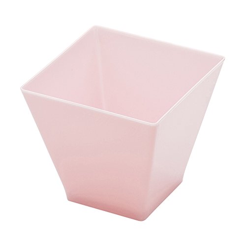 Restaurantware 2 Ounce Appetizer Cups, 100 Square Mini Dessert Cups - Disposable, Recyclable, Powder Pink Plastic Square Plastic Cups, Mini, For Appetizers Or Desserts